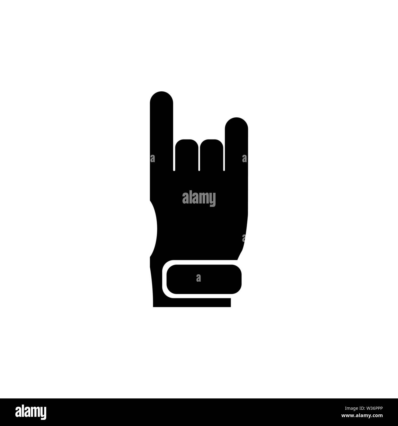 Rock and Roll Heavy Metal. Hand Horns. Flat Vector Icon. Simple black ...