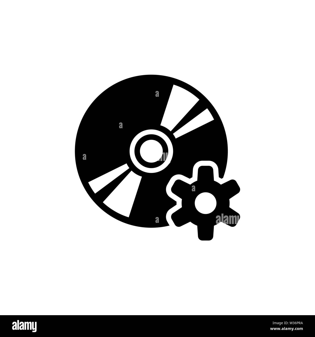 Disc Setting. Flat Vector Icon. Simple black symbol on white background ...
