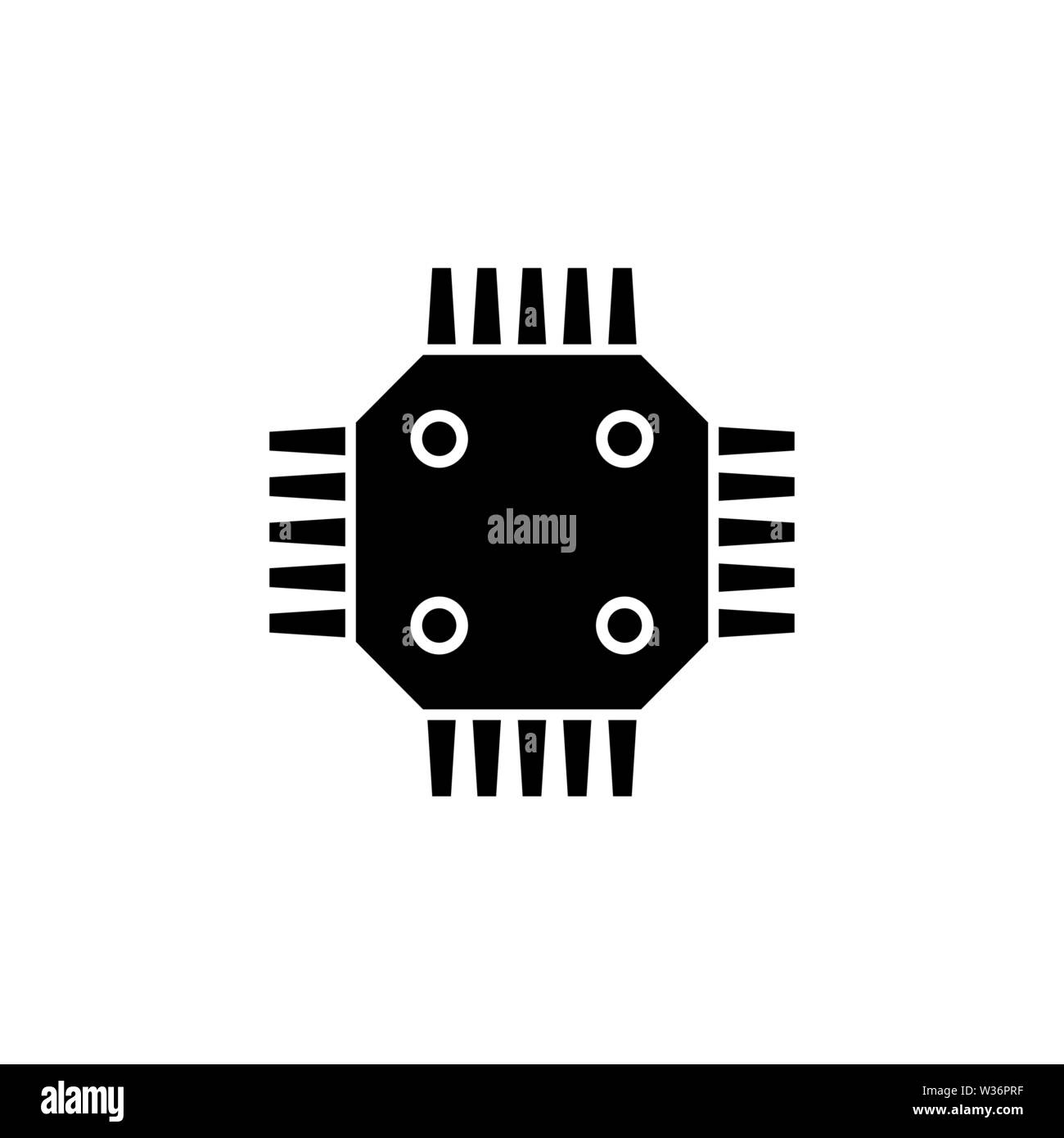 GPU Chip. Flat Vector Icon. Simple black symbol on white background ...