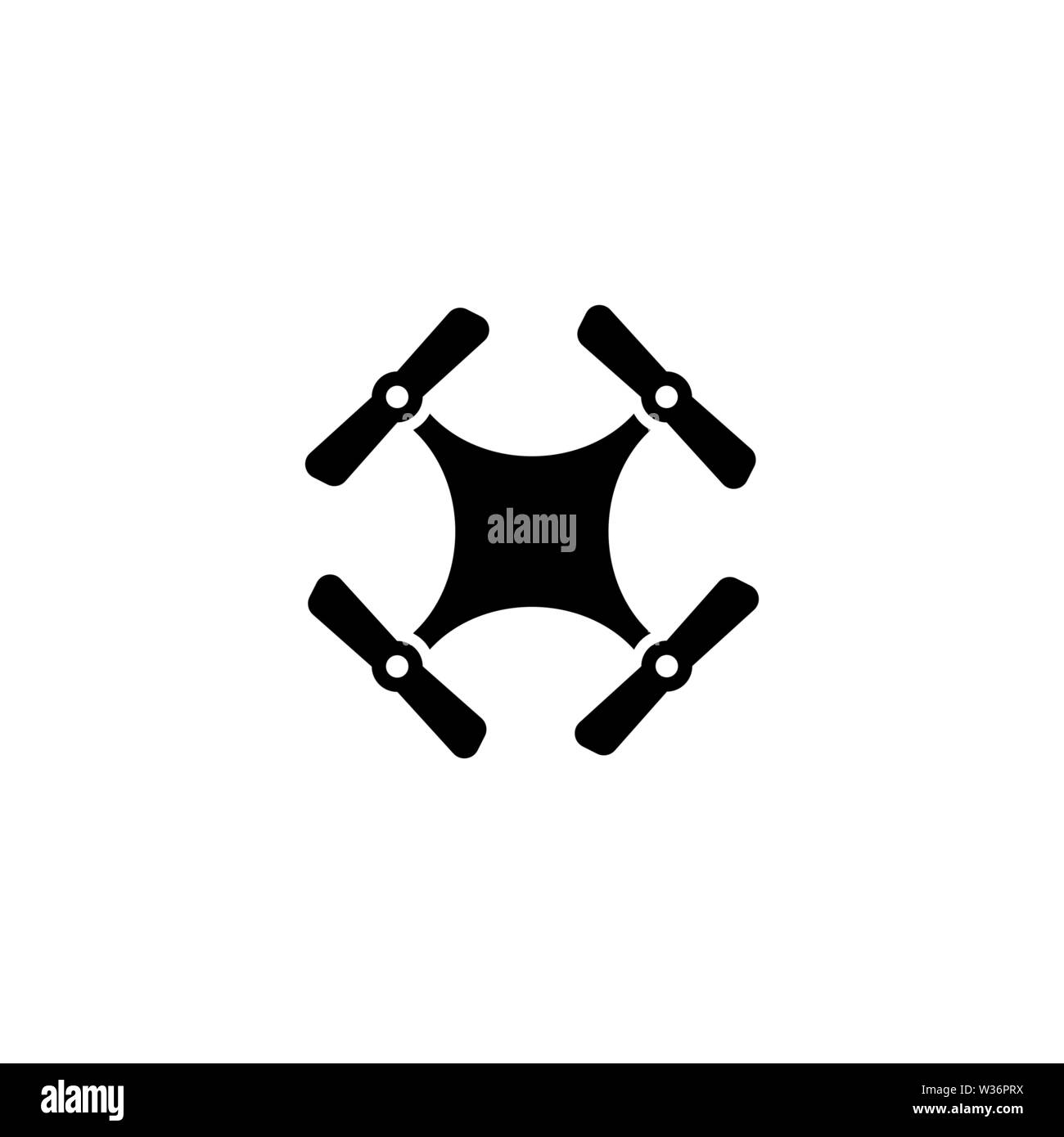 Drone Quadcopter. Flat Vector Icon. Simple black symbol on white ...