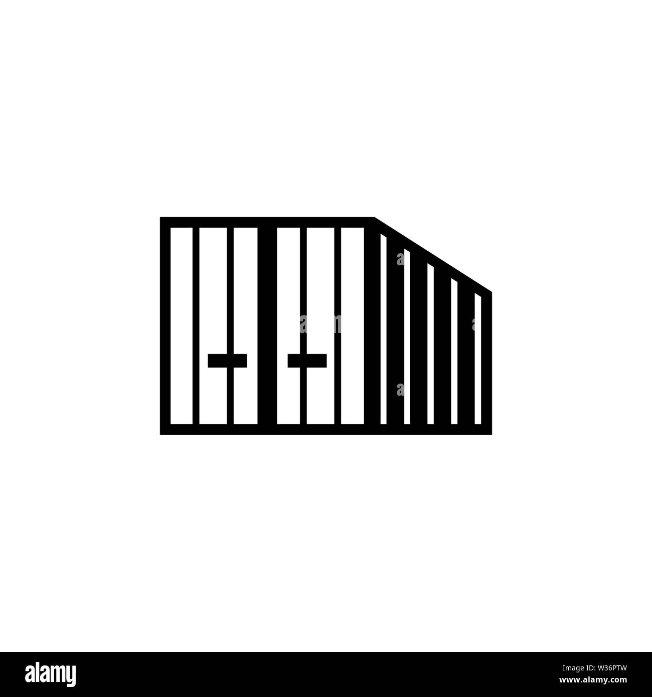 Shipping Cargo Container. Flat Vector Icon illustration. Simple black symbol on white background ...