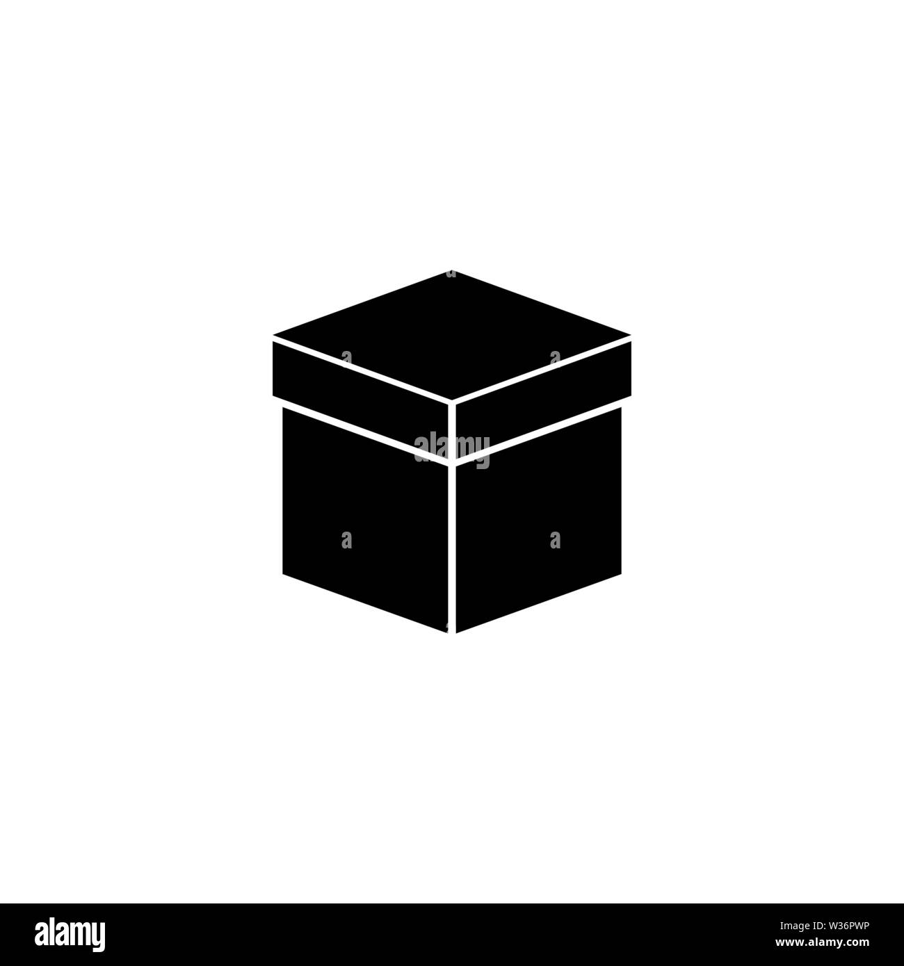 Box. Flat Vector Icon illustration. Simple black symbol on white ...