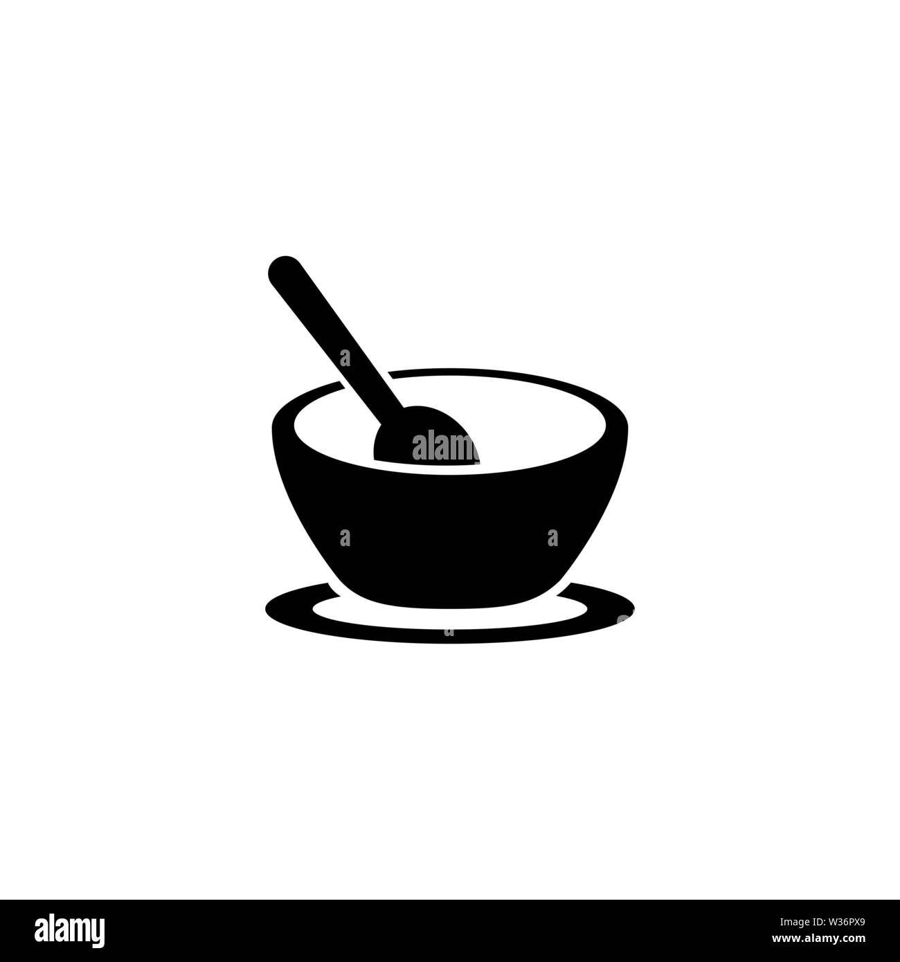 Bowl. Flat Vector Icon illustration. Simple black symbol on white ...