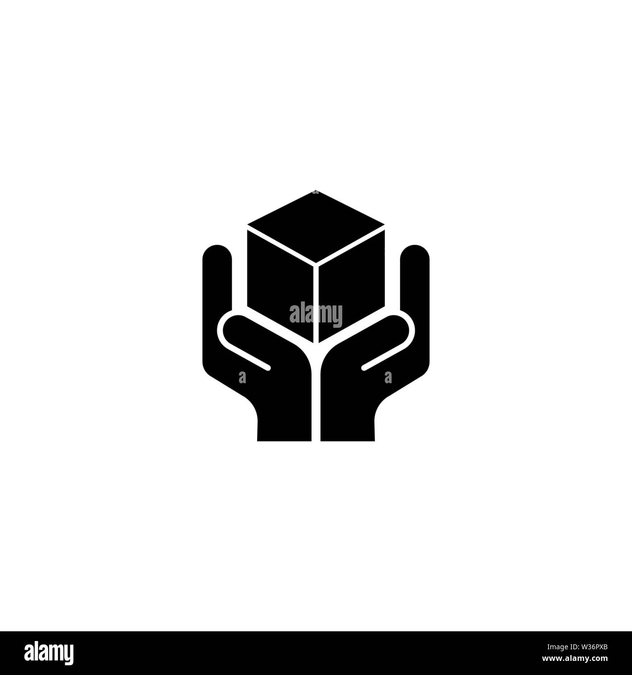 Logistics, Hand Holding Parcel. Flat Vector Icon illustration. Simple ...