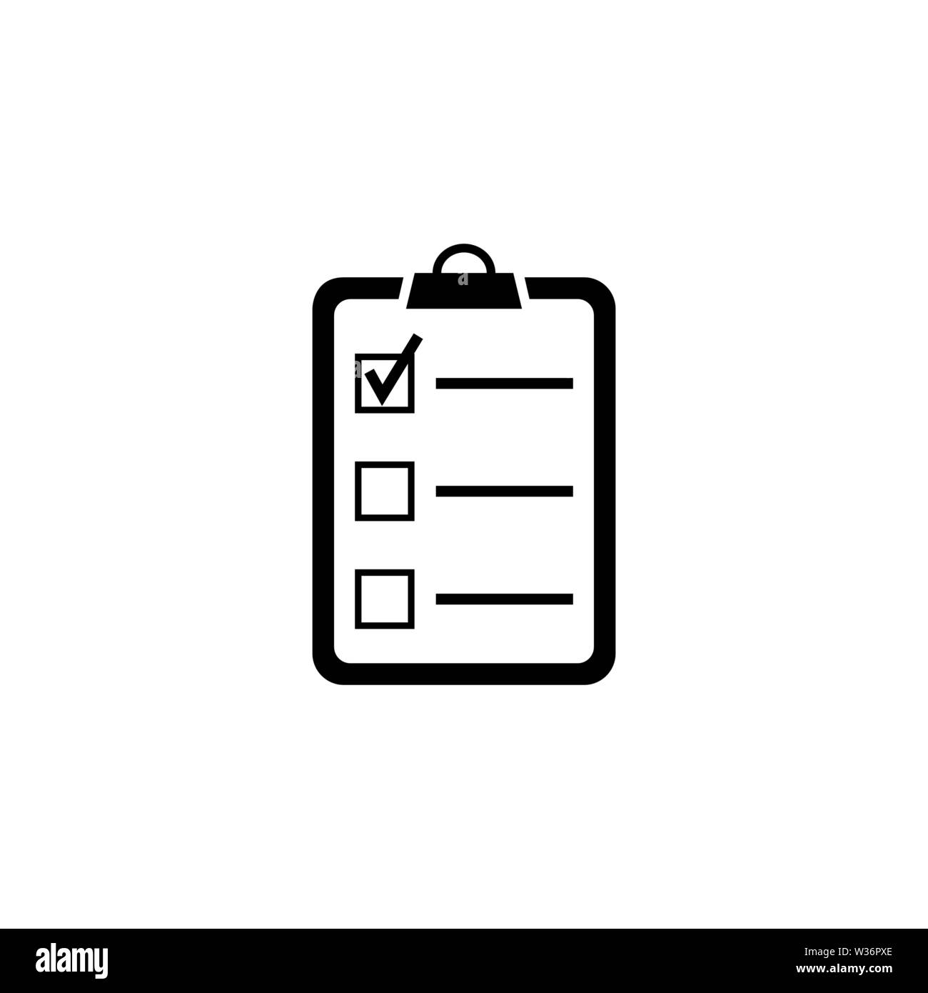 Checklist, Clipboard. Flat Vector Icon illustration. Simple black ...