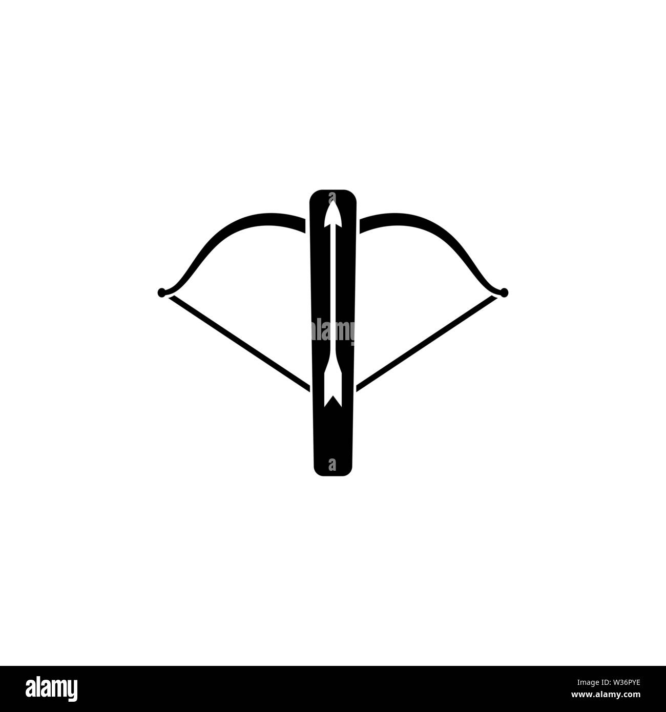 Battle Crossbow with Arrow. Flat Vector Icon illustration. Simple black ...