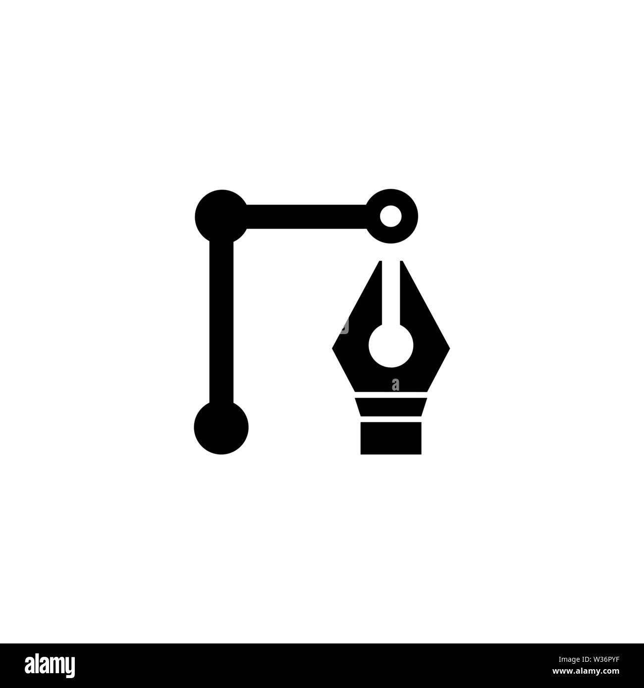 Pen Drawing. Flat Vector Icon illustration. Simple black symbol on ...