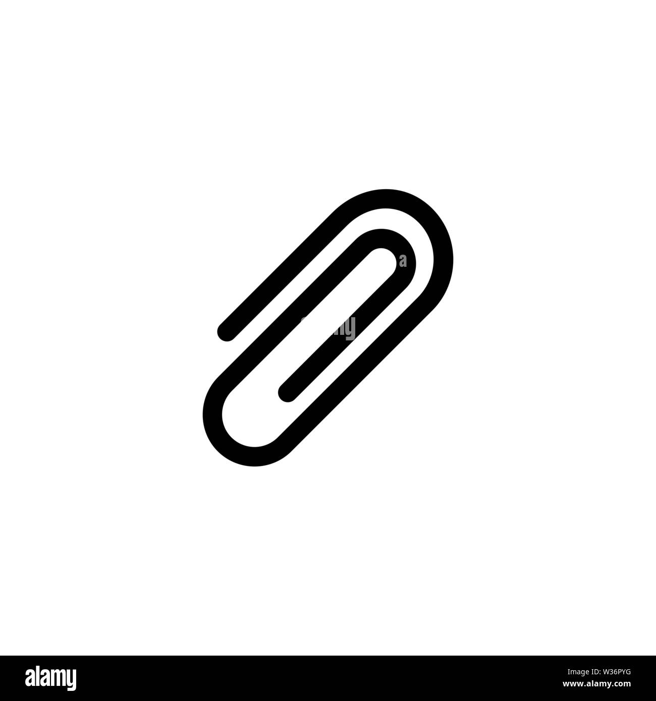 Paper Clip. Flat Vector Icon illustration. Simple black symbol on white ...