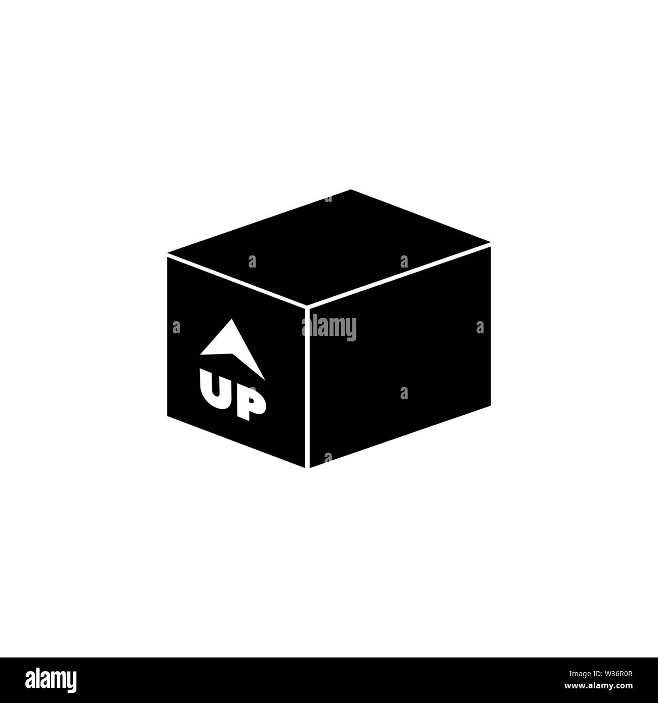 Box with Arrow Up Inward, Incoming Loading. Flat Vector Icon ...