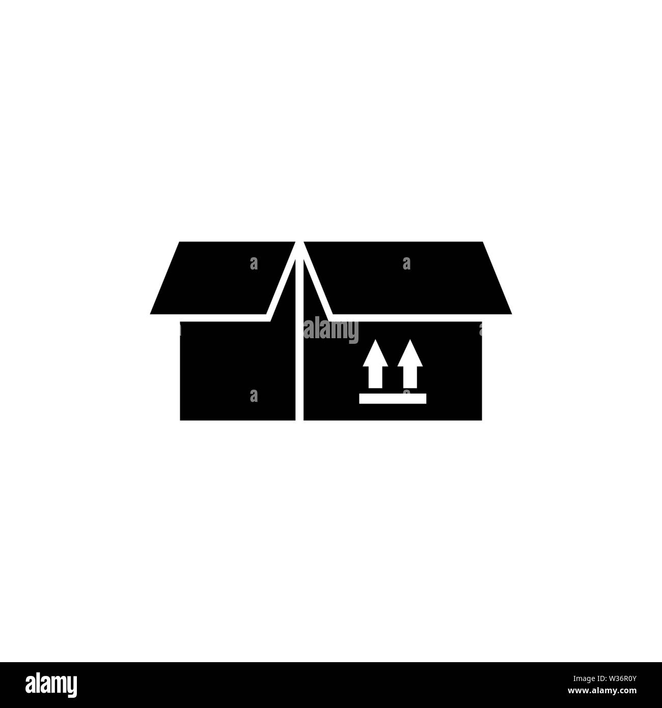 Open Box. Flat Vector Icon illustration. Simple black symbol on white ...