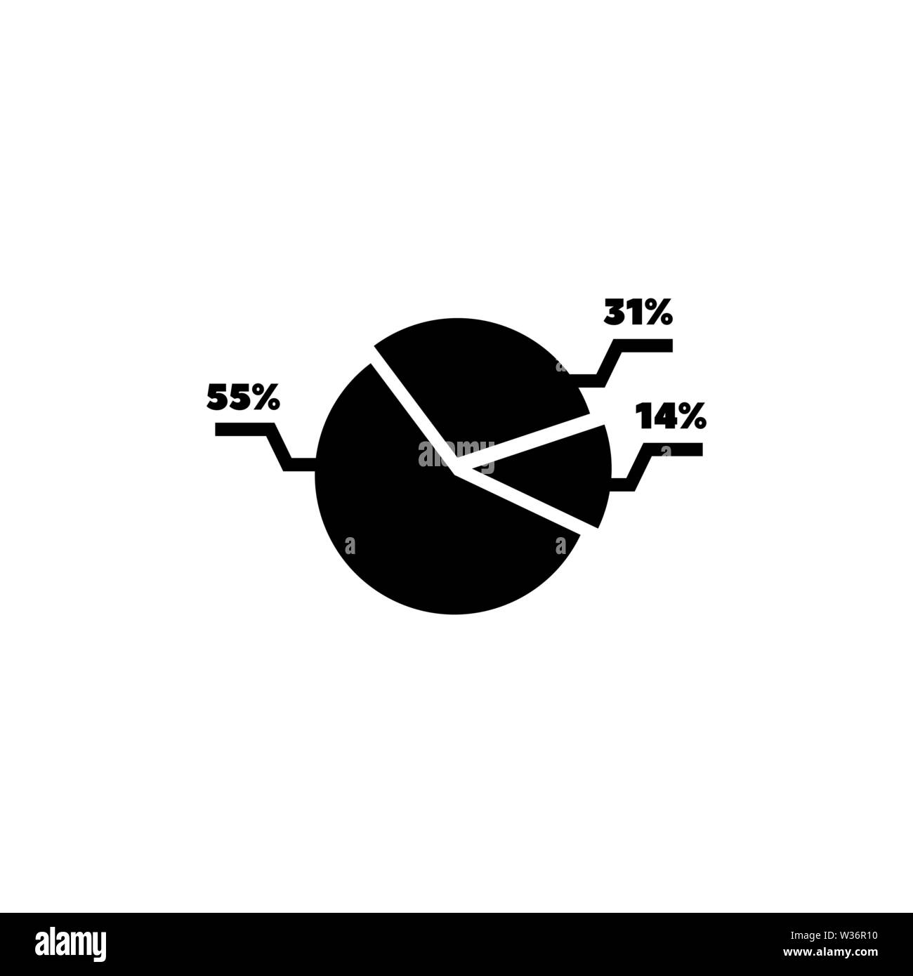 Pie Chart. Flat Vector Icon illustration. Simple black symbol on white background. Pie Chart ...