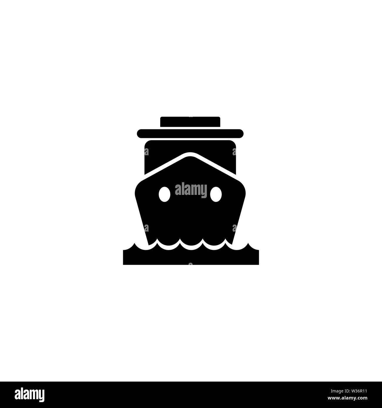 Ship Liner. Flat Vector Icon illustration. Simple black symbol on white ...
