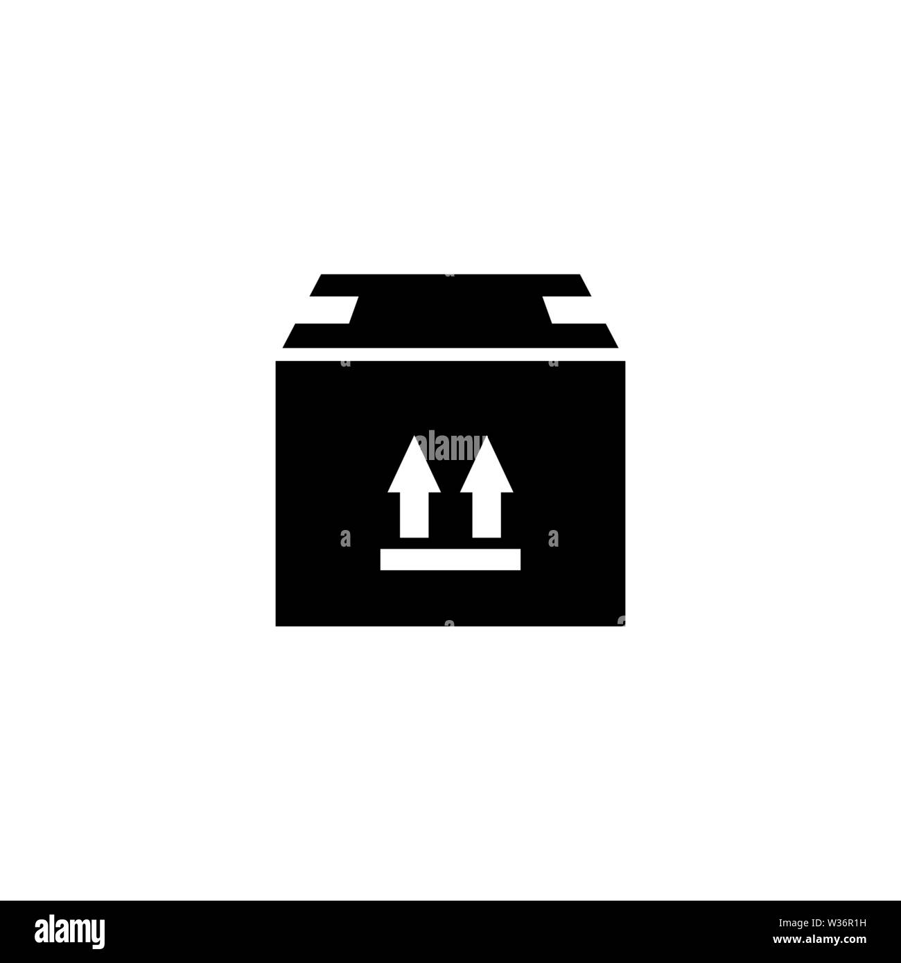 Sealed Cardboard Box. Flat Vector Icon illustration. Simple black ...