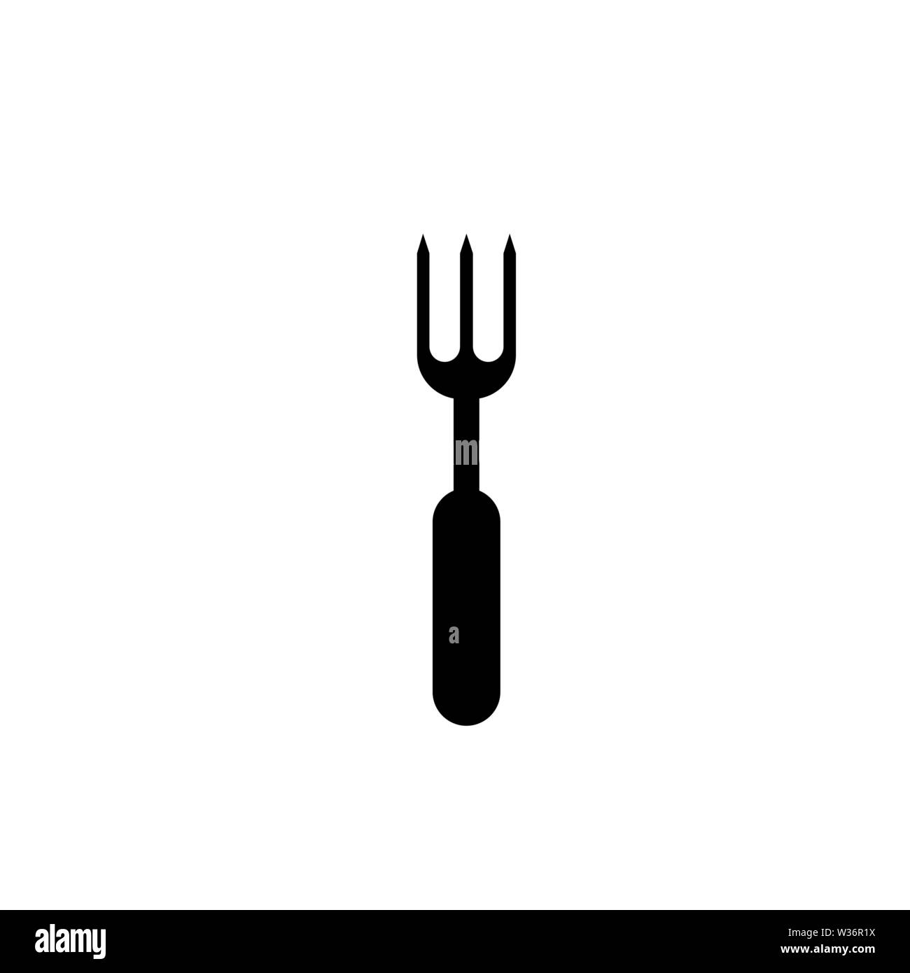 Fork. Flat Vector Icon illustration. Simple black symbol on white ...