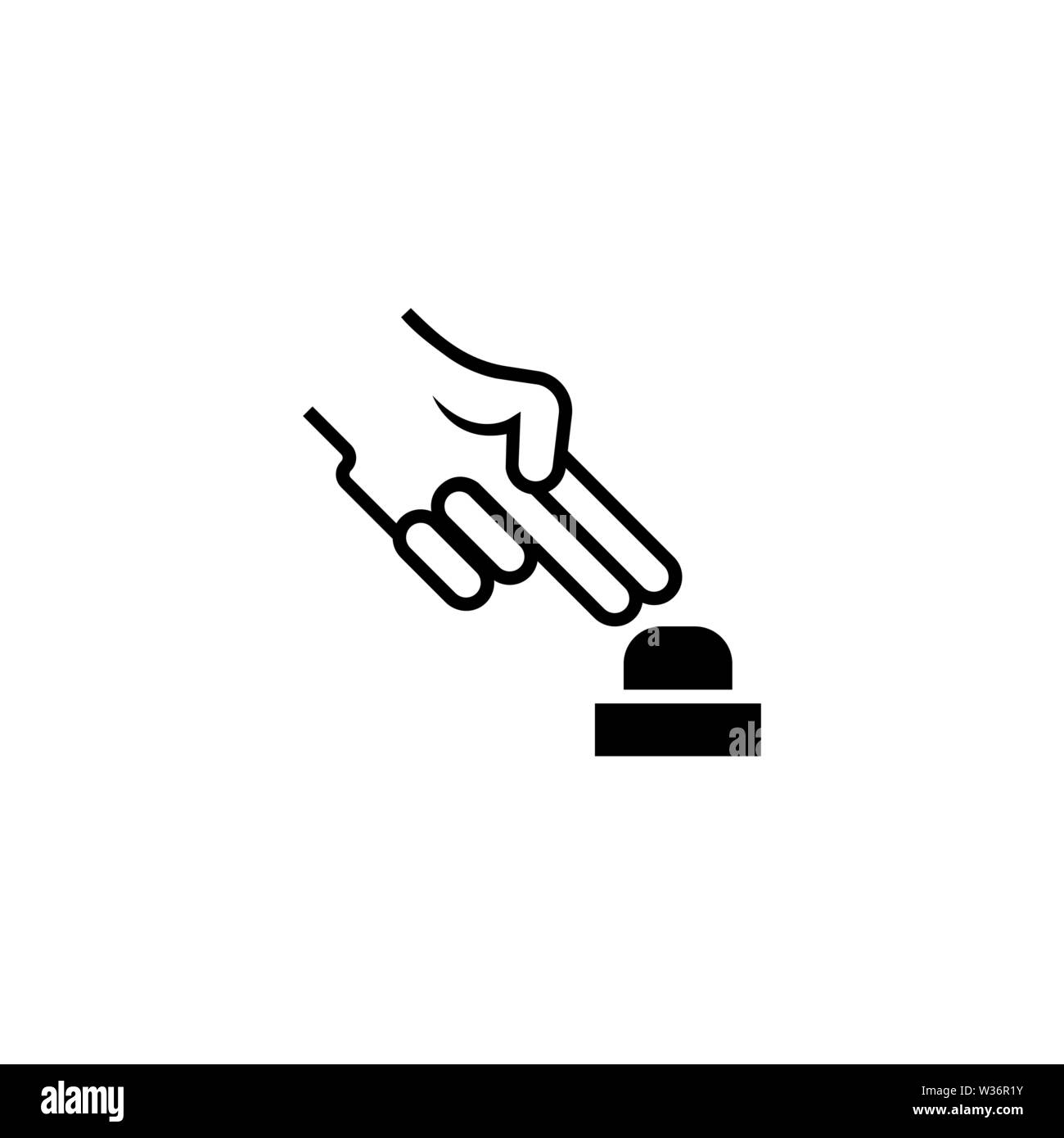 Hand Push Alarm Button. Flat Vector Icon illustration. Simple black ...