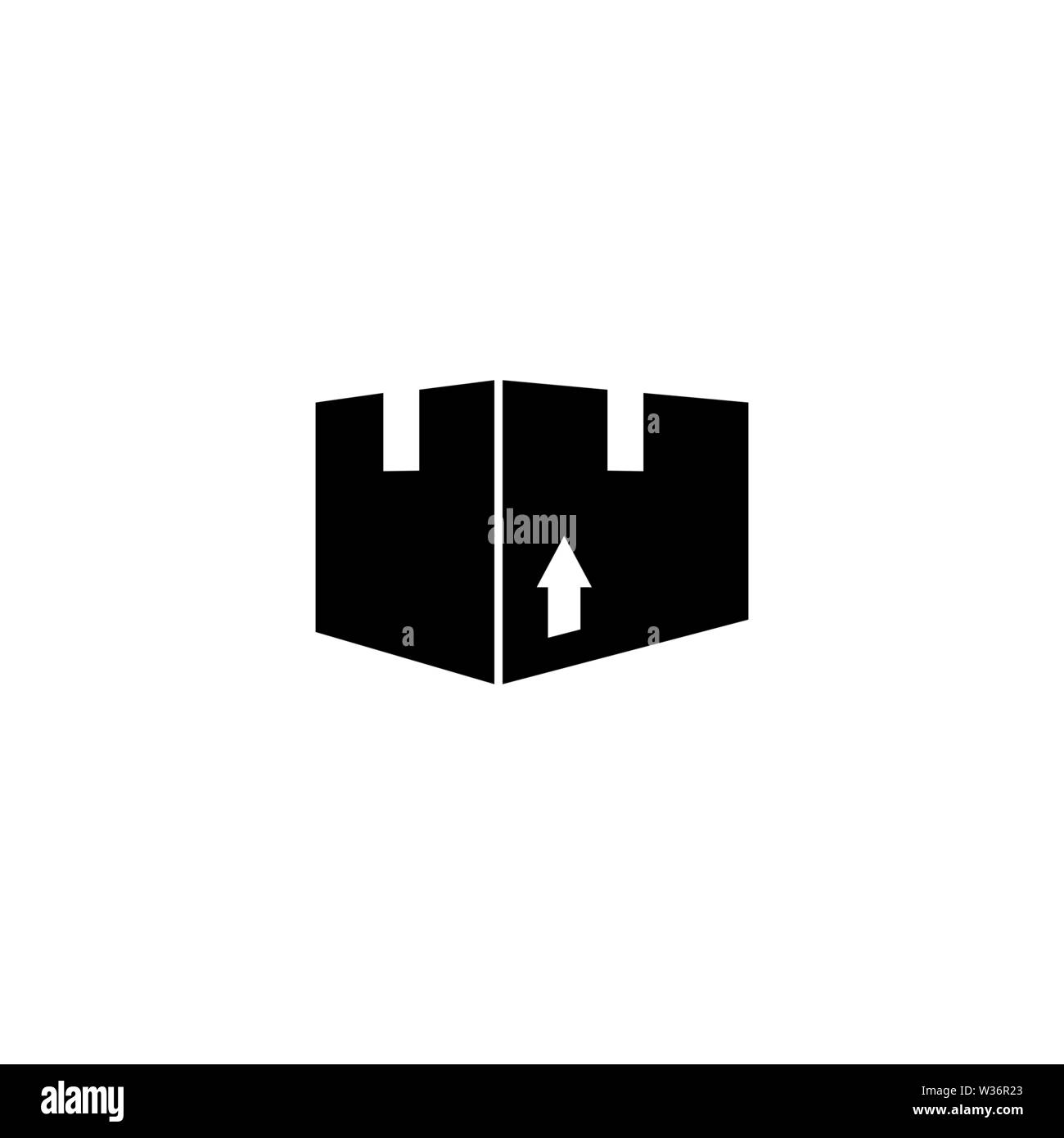 Carton Package Box. Flat Vector Icon illustration. Simple black symbol ...