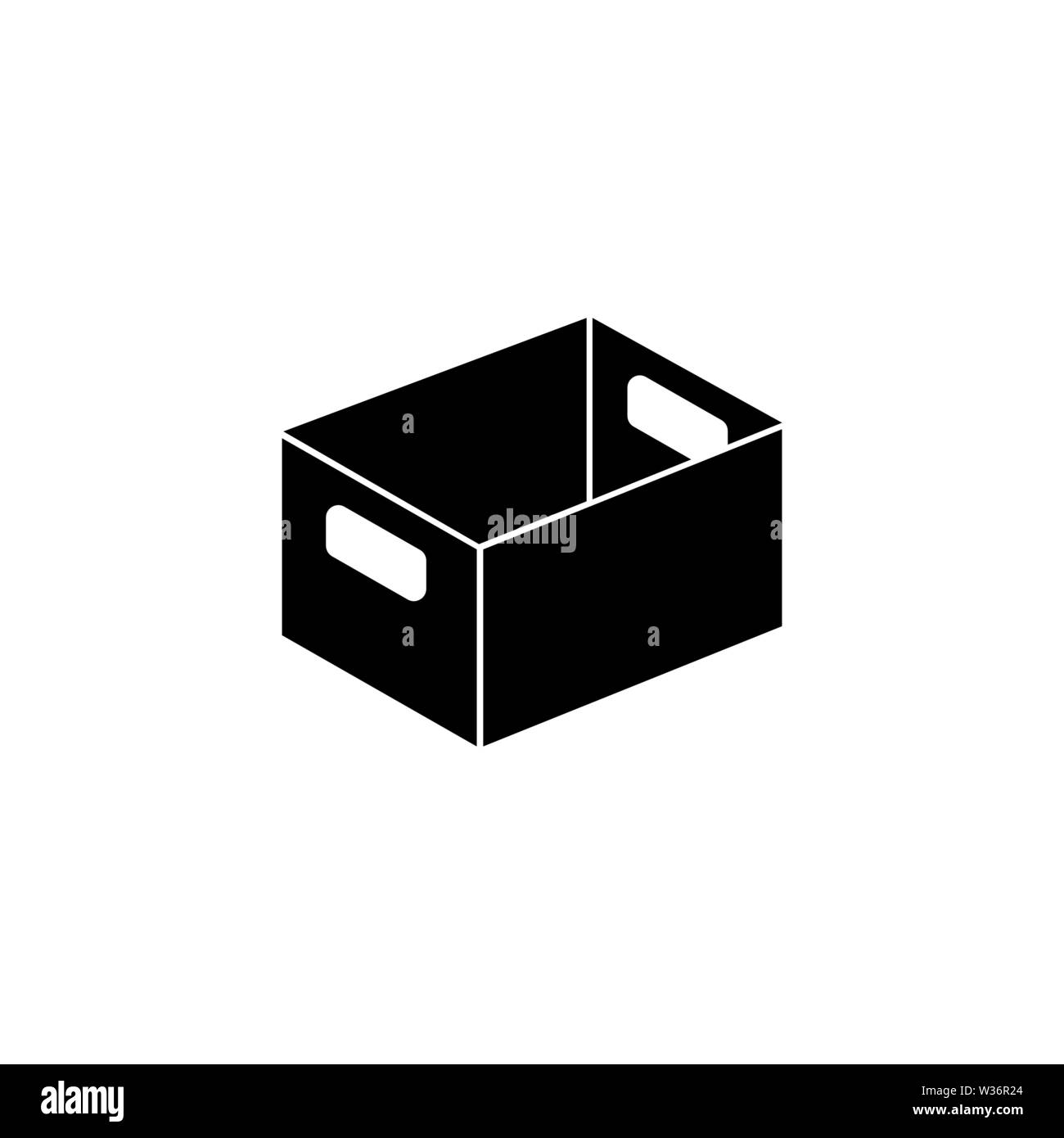 Cardboard Box with Handle. Flat Vector Icon illustration. Simple black ...