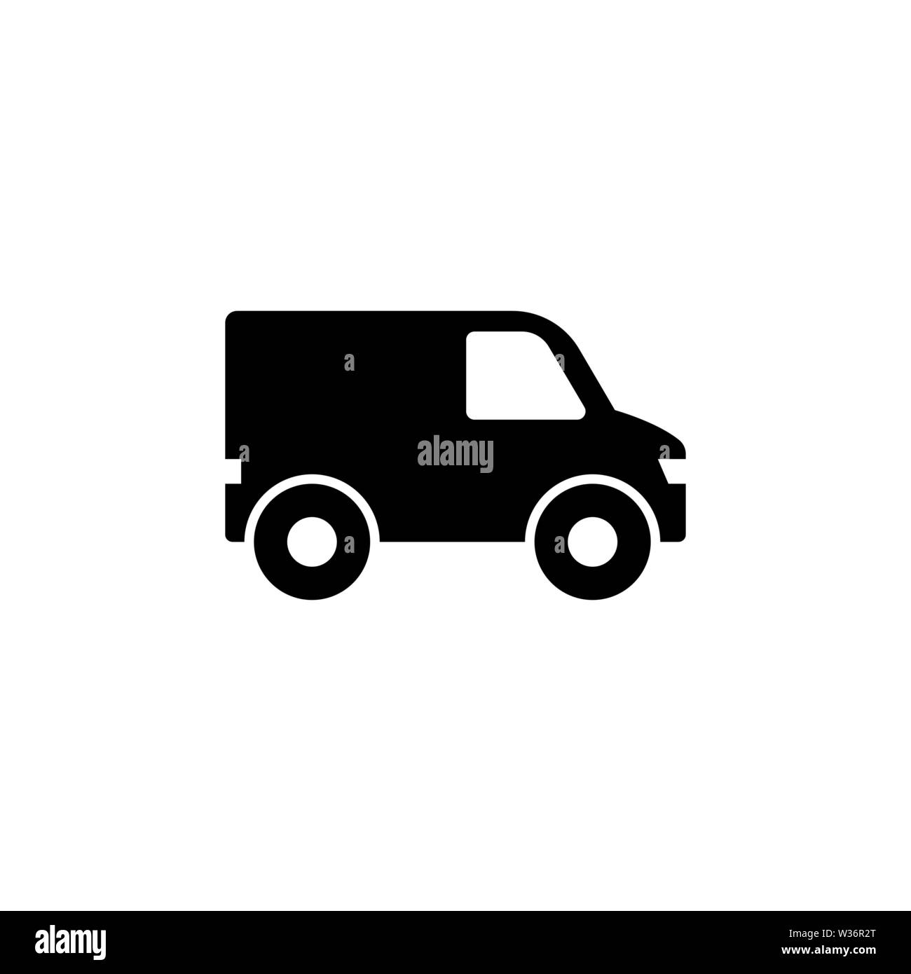Minibus, Van Mini Bus. Flat Vector Icon illustration. Simple black ...