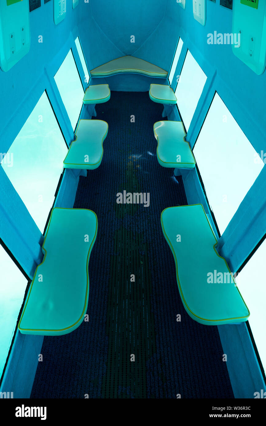 Interior view of a glass bottom boat navigating through the Adriatic ...