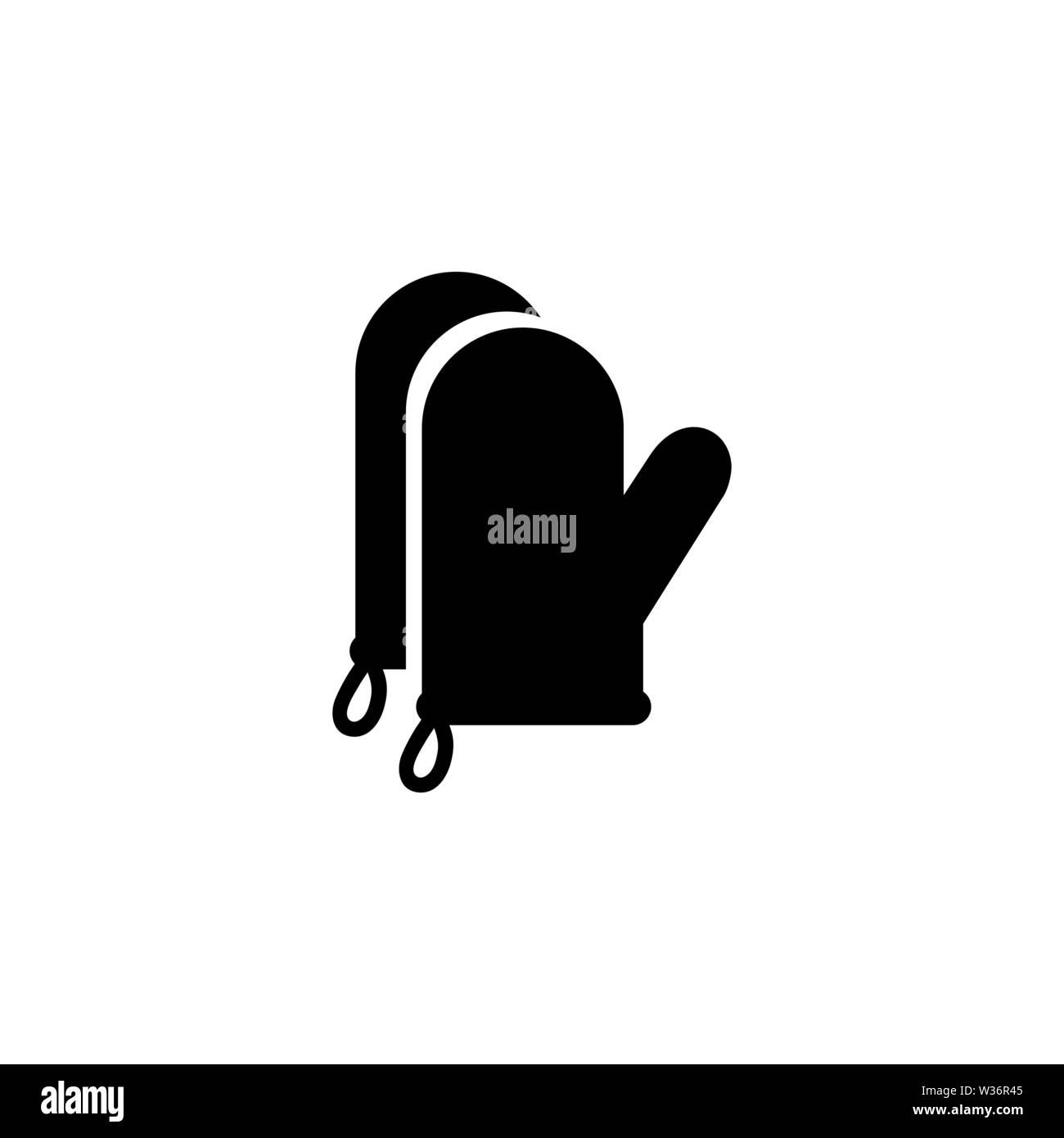 Winter Mittens. Flat Vector Icon illustration. Simple black symbol on ...