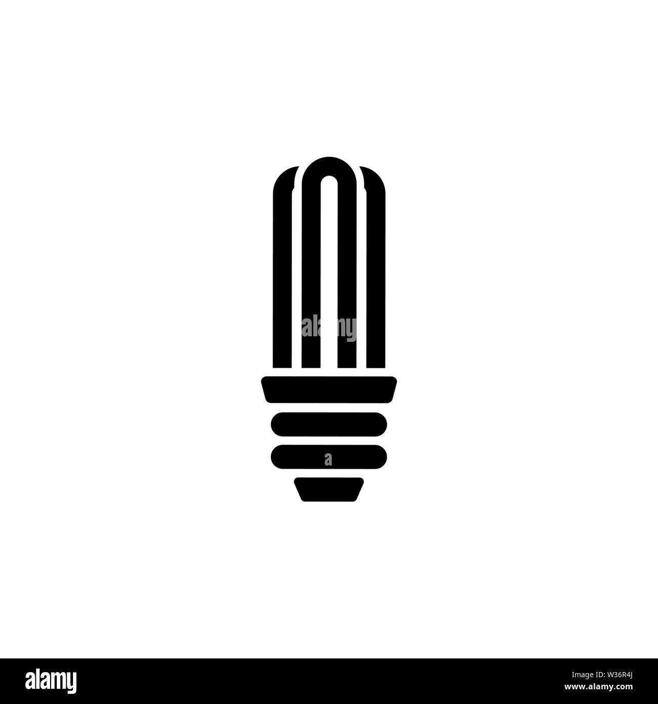 Energy Saving Bulb. Flat Vector Icon illustration. Simple black symbol ...