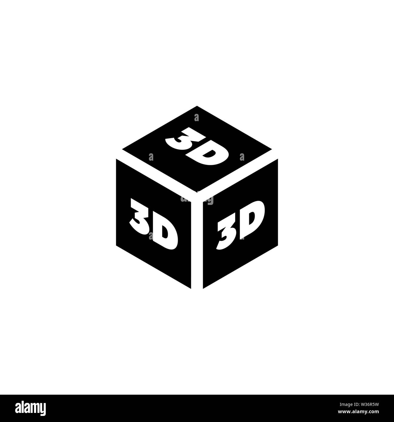 3D Print Cube. Flat Vector Icon illustration. Simple black symbol on ...