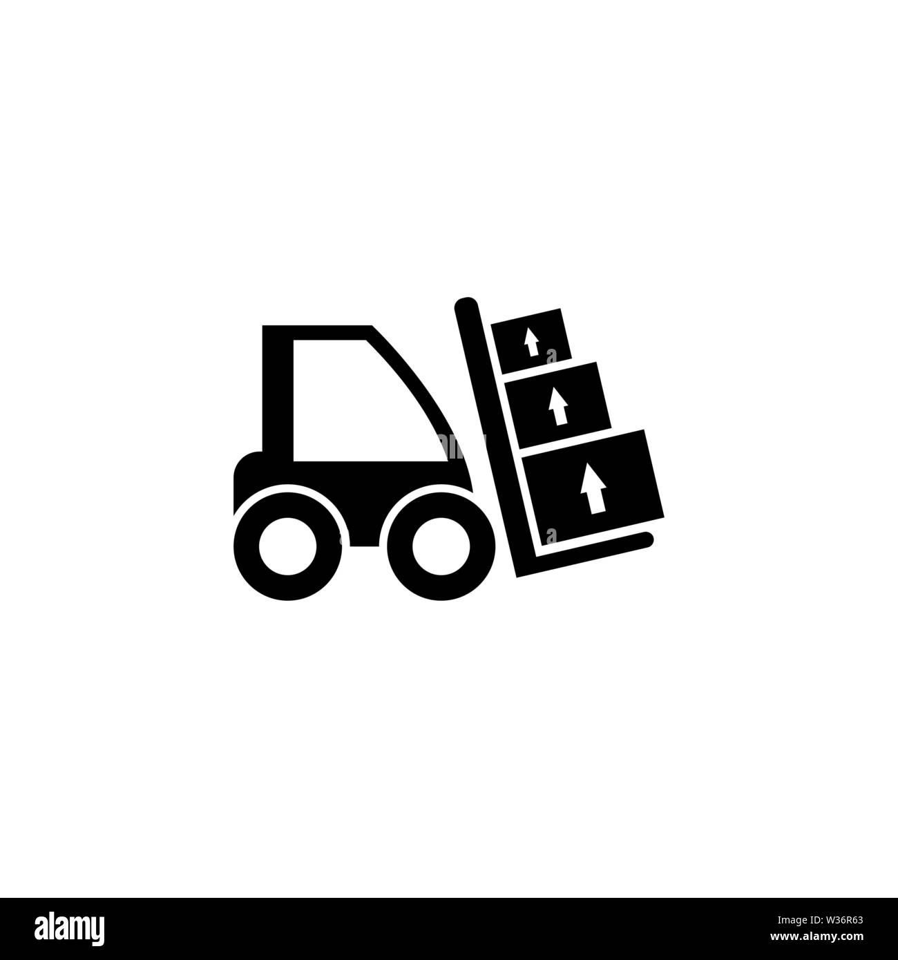 Forklift Loader. Flat Vector Icon illustration. Simple black symbol on ...