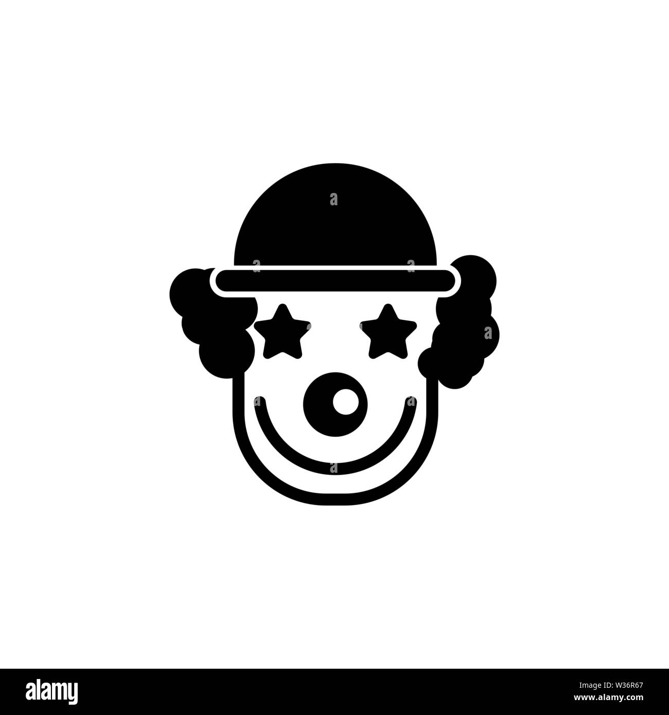 Cheerful Smiling Clown. Flat Vector Icon illustration. Simple black ...