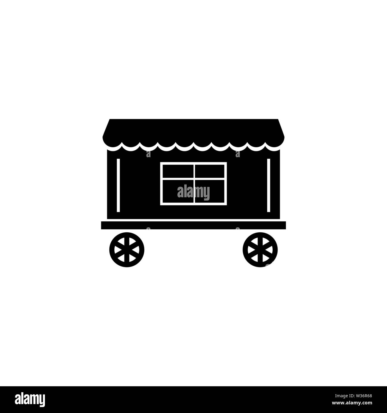 Circus Trailer. Flat Vector Icon illustration. Simple black symbol on ...