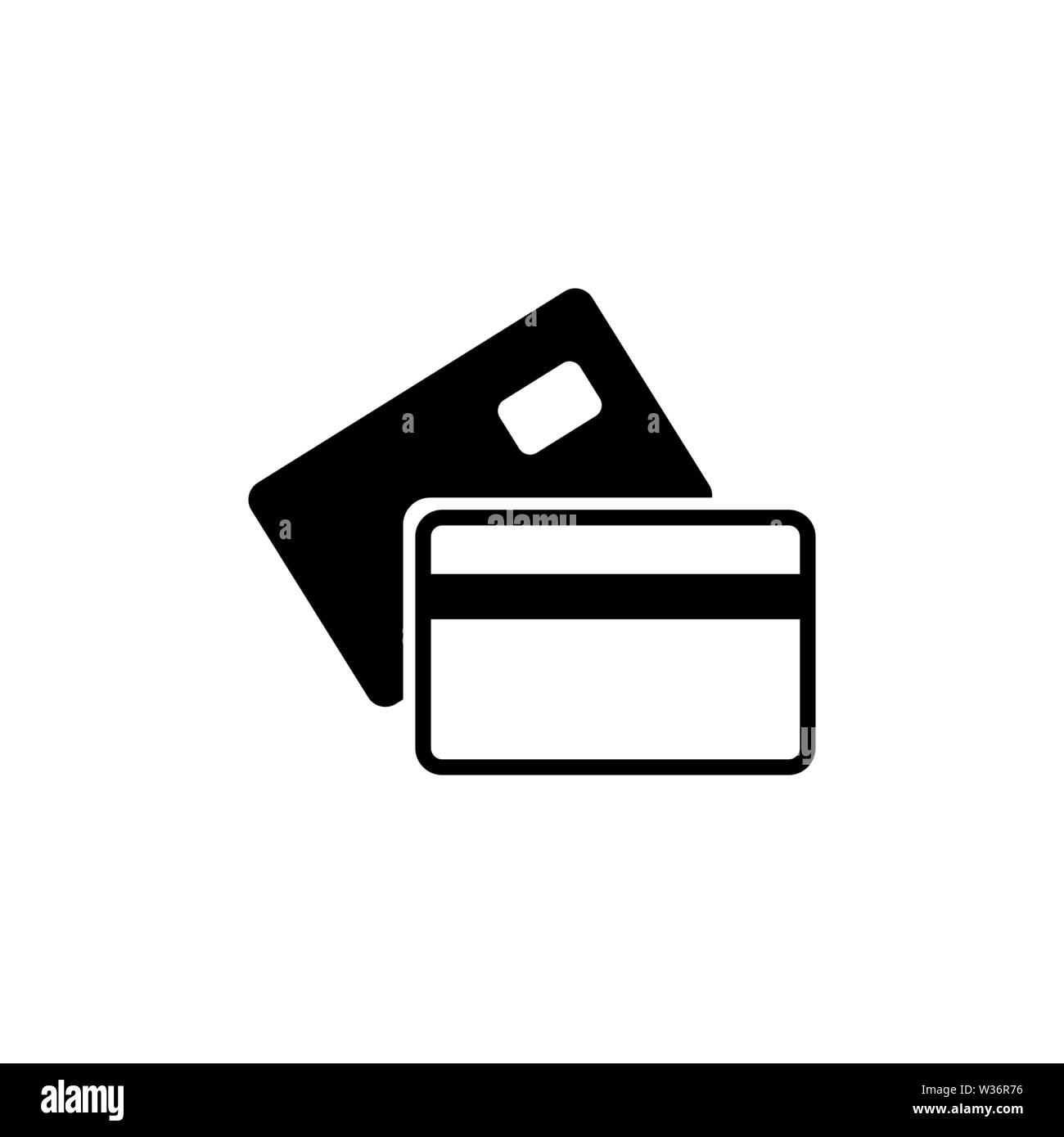 Banking Credit Card. Flat Vector Icon illustration. Simple black symbol ...