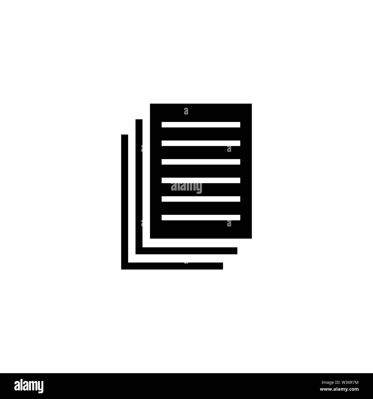 Paper Documents. Flat Vector Icon illustration. Simple black symbol on ...