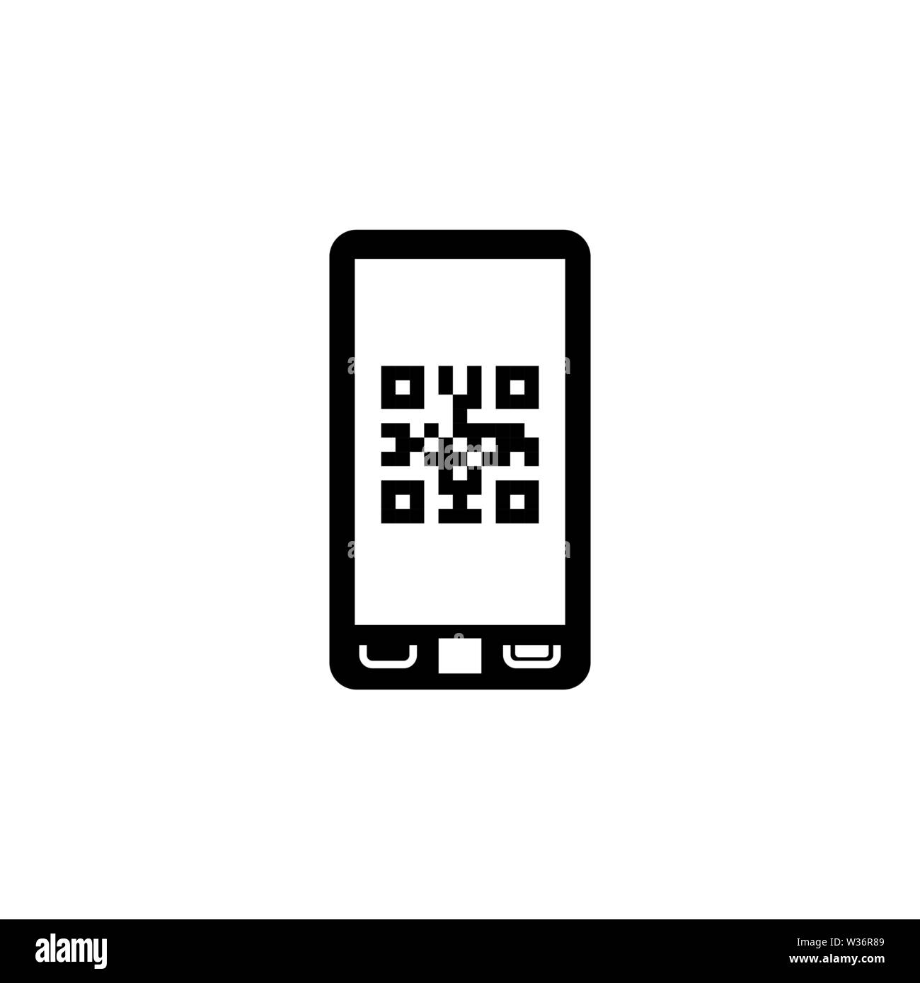 Mobile Smartphone QR Code. Flat Vector Icon illustration. Simple black ...