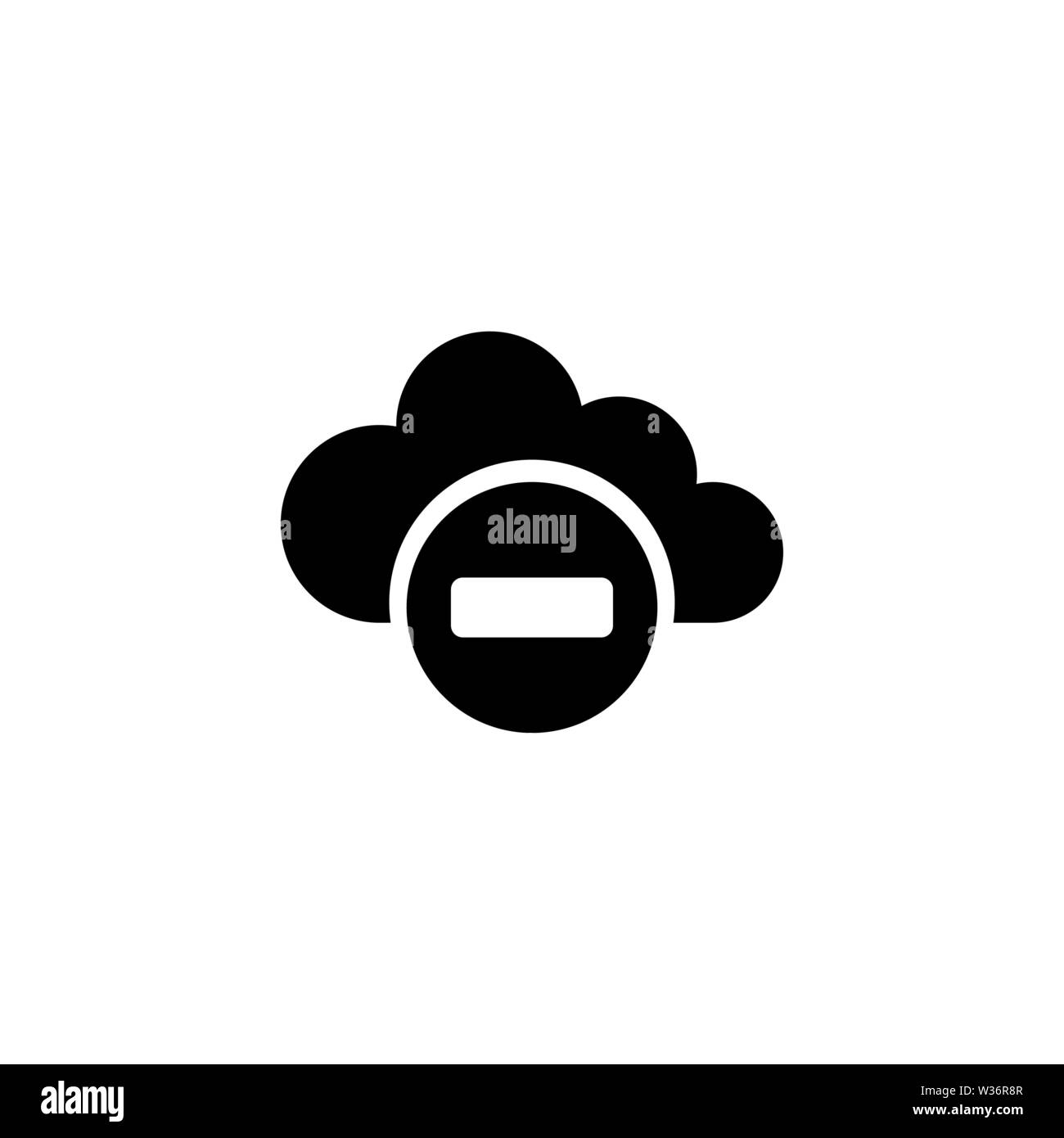 Rejected Access Network, Cloud Computing. Flat Vector Icon illustration. Simple black symbol on ...