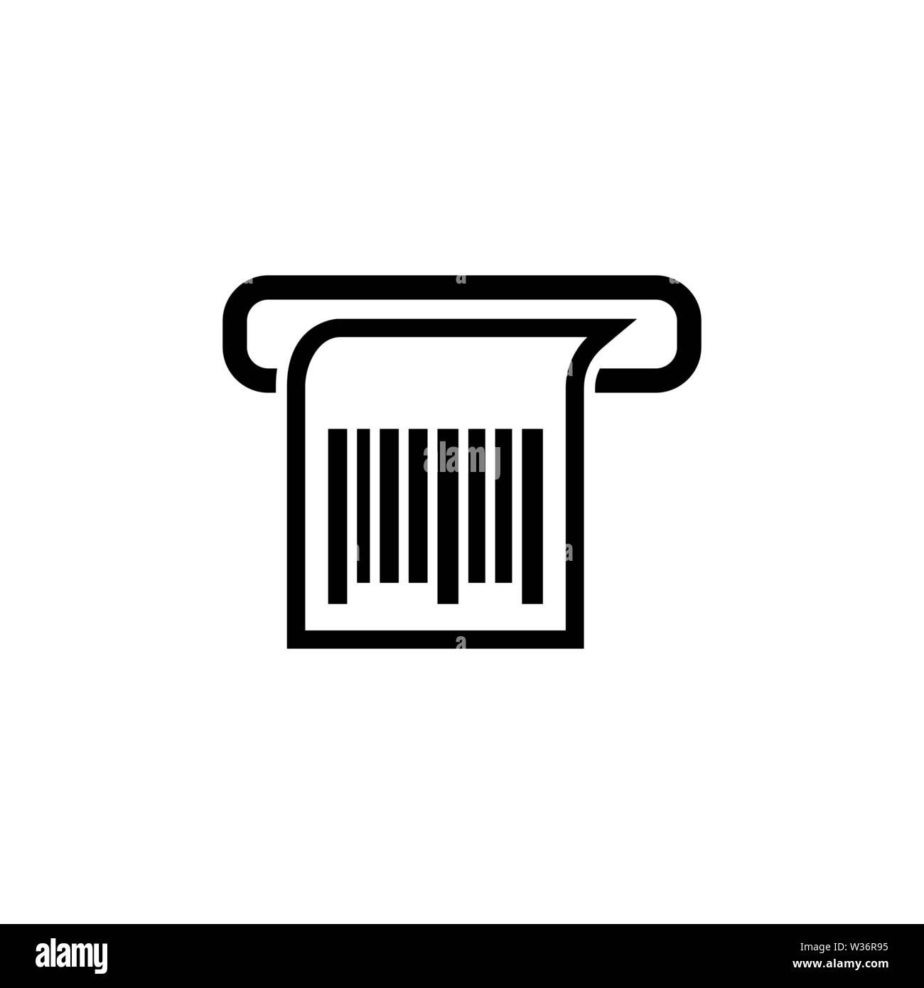 Print Receipt, Barcode Chek. Flat Vector Icon illustration. Simple ...
