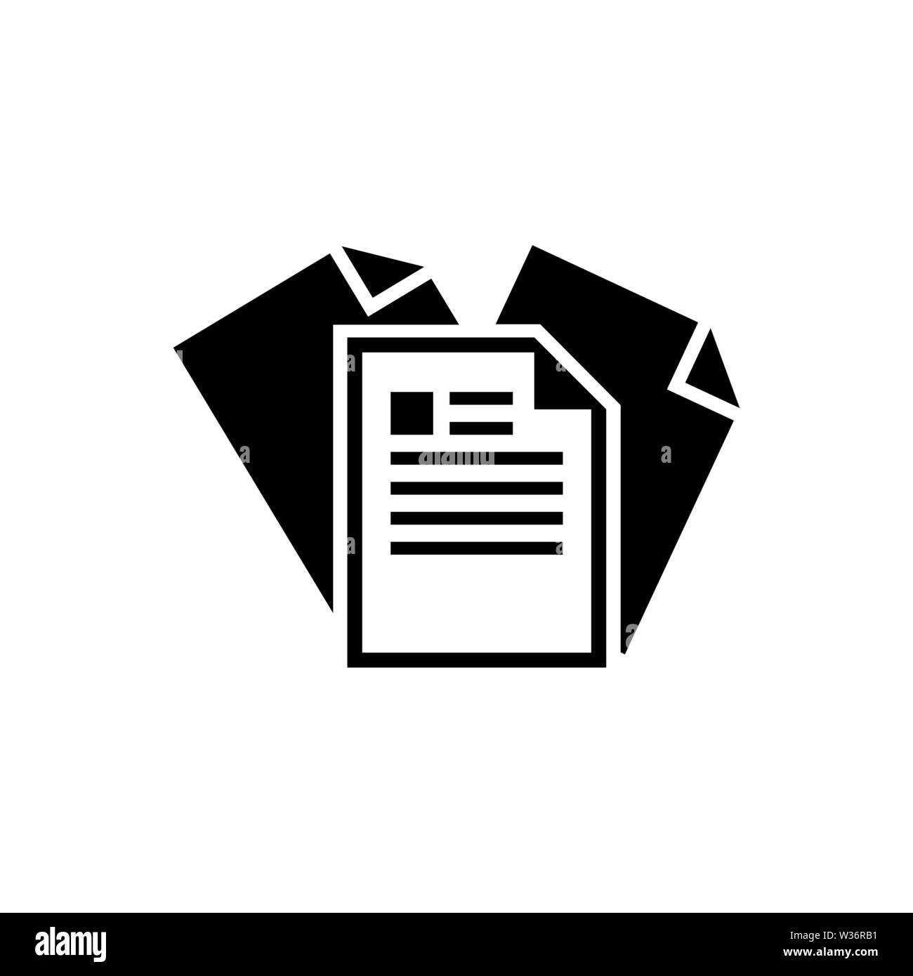 Paper Document. Flat Vector Icon illustration. Simple black symbol on ...