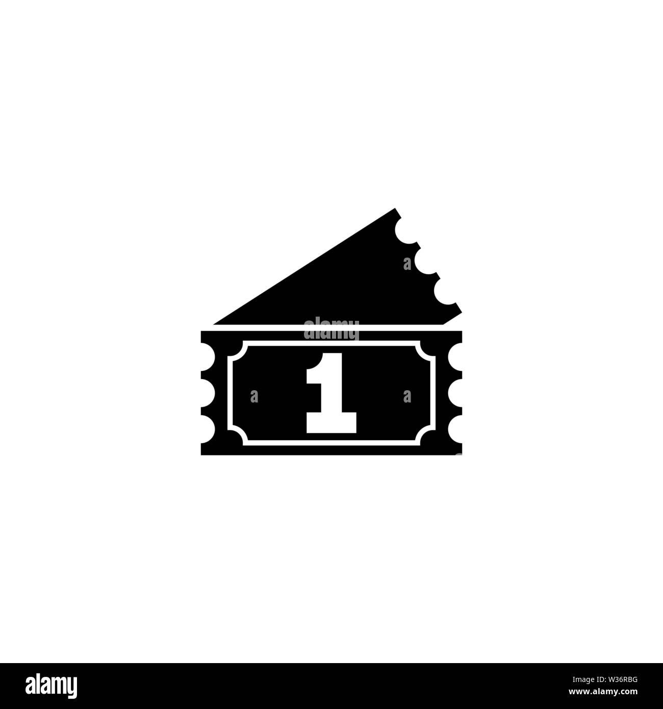 Raffle Ticket. Flat Vector Icon illustration. Simple black symbol on ...