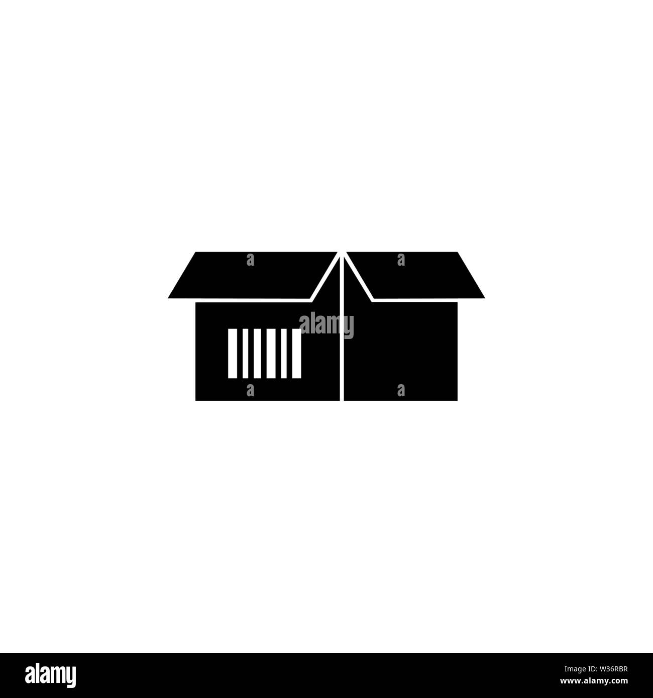 Cardboard Box with Bar Code. Flat Vector Icon illustration. Simple ...