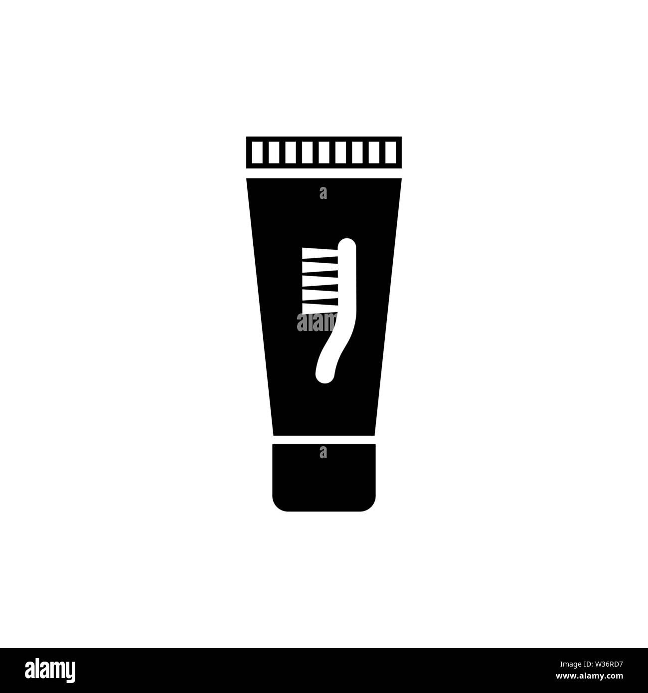 Toothpaste Tube. Flat Vector Icon illustration. Simple black symbol on ...