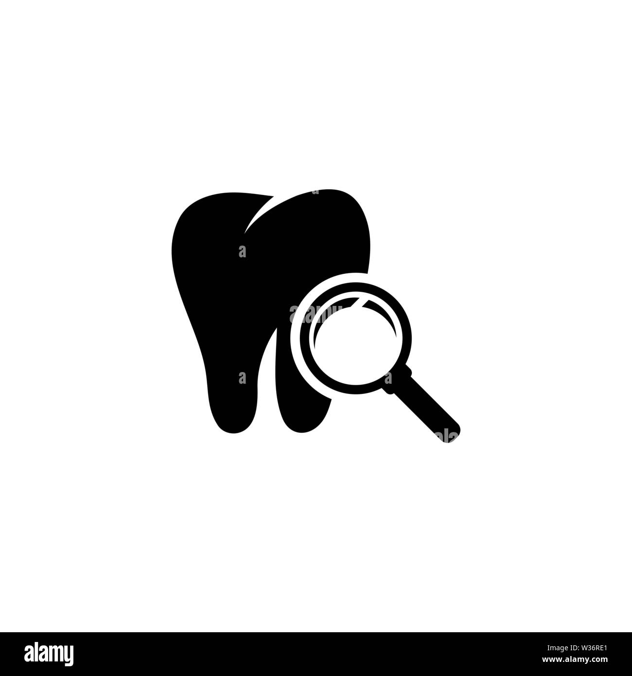 Teeth Inspection with Magnifying Glass. Flat Vector Icon illustration ...