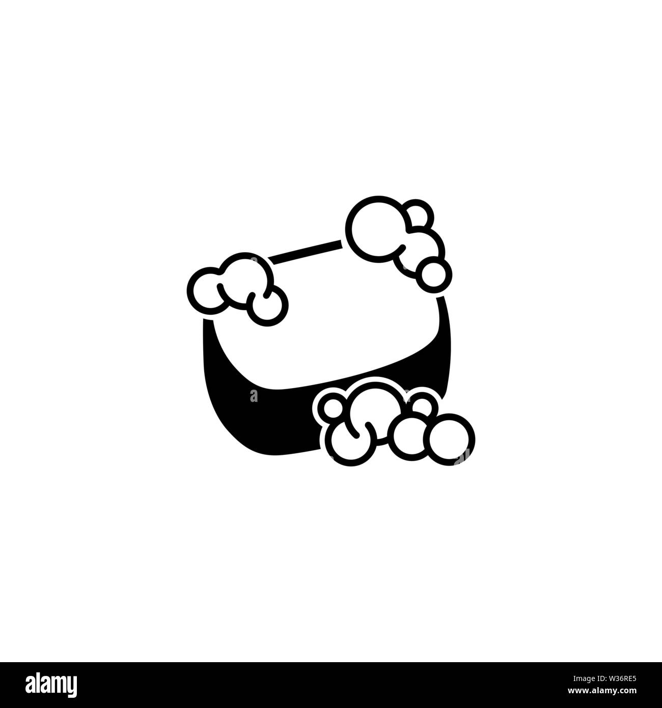 Soapy Shower Sponge. Flat Vector Icon illustration. Simple black symbol ...