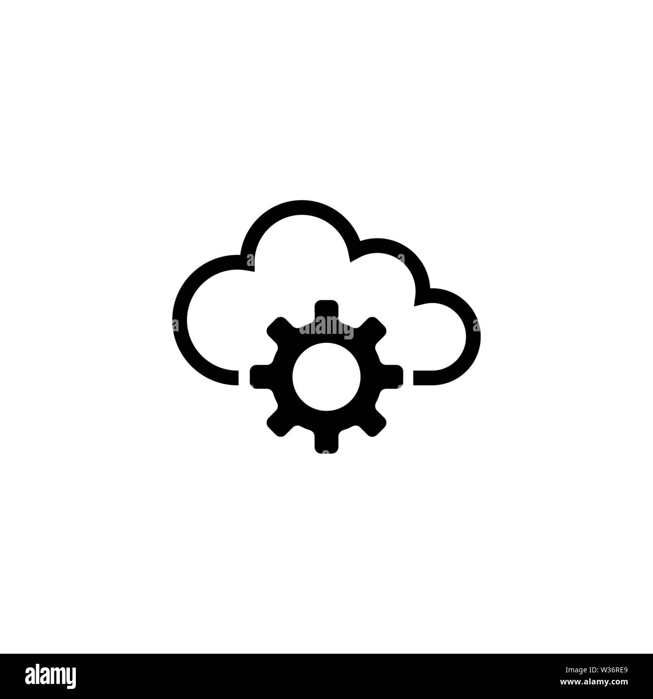 Cloud Storage Settings. Flat Vector Icon illustration. Simple black symbol on white background ...