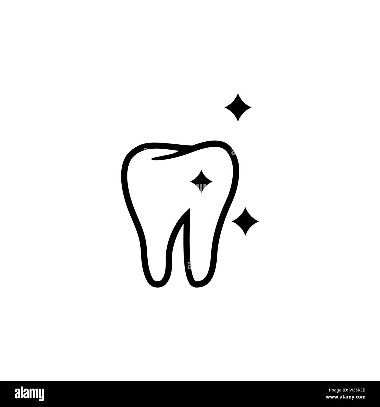Shining Tooth, Health Dent. Flat Vector Icon illustration. Simple black ...