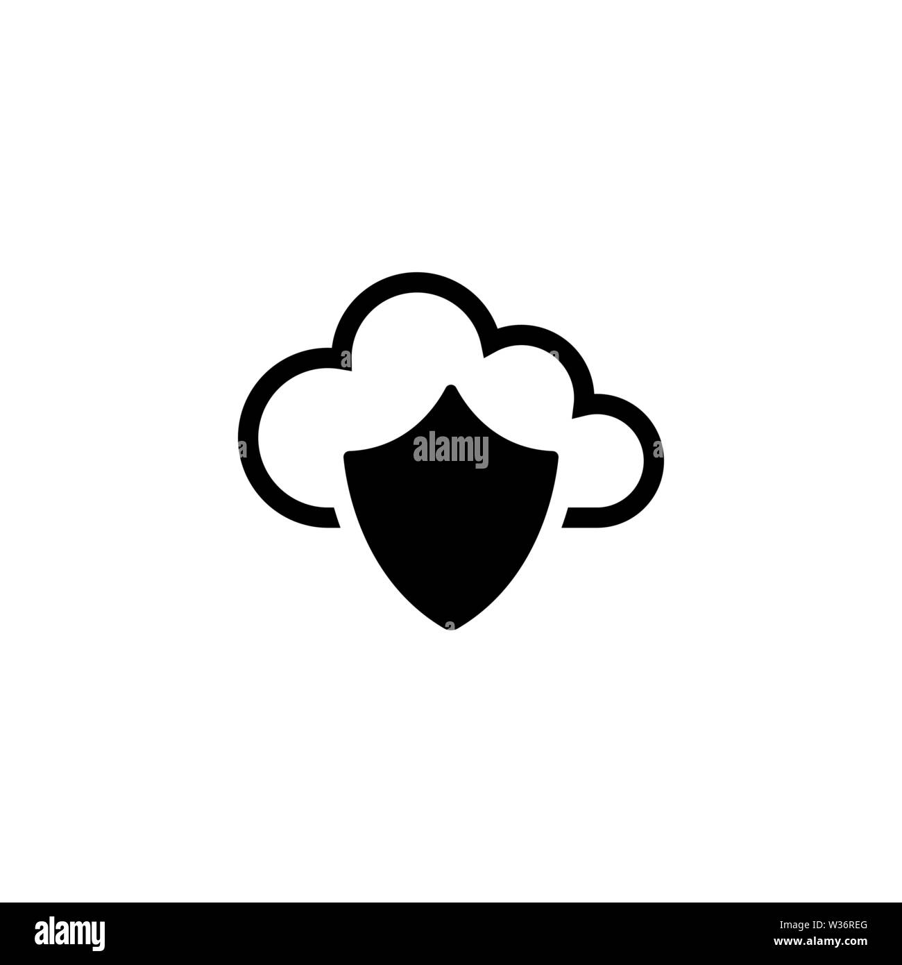Shield Cloud, Data Protection. Flat Vector Icon illustration. Simple ...