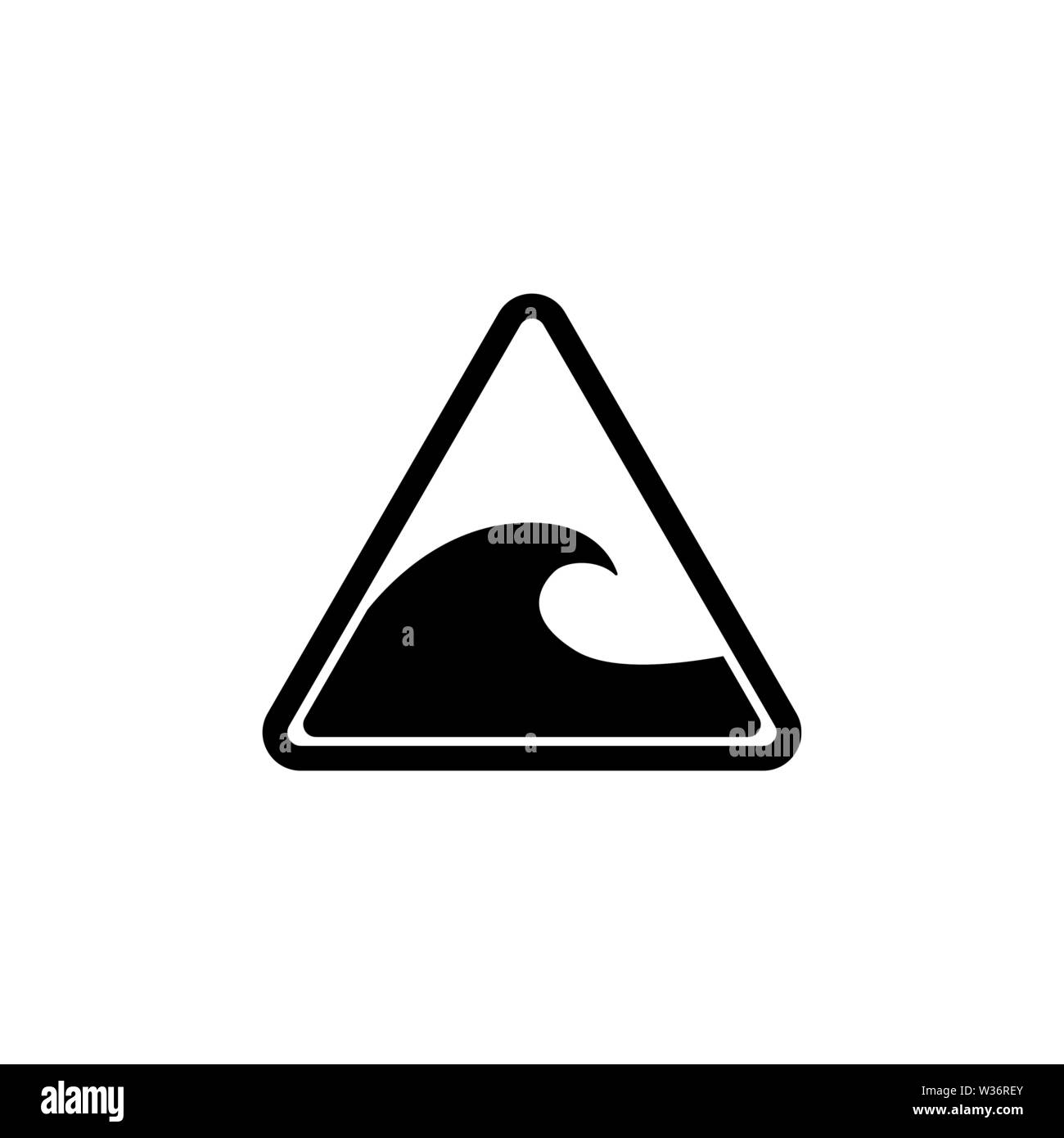 Tsunami Warning, Big Waves. Flat Vector Icon illustration. Simple black ...