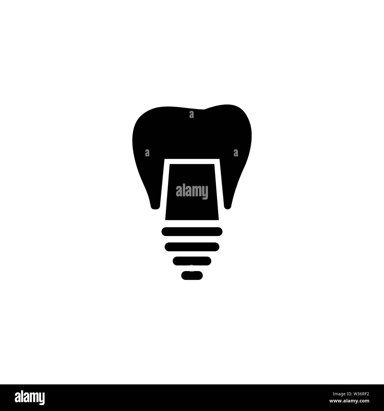 Dental Implant, Tooth Restoration. Flat Vector Icon illustration ...