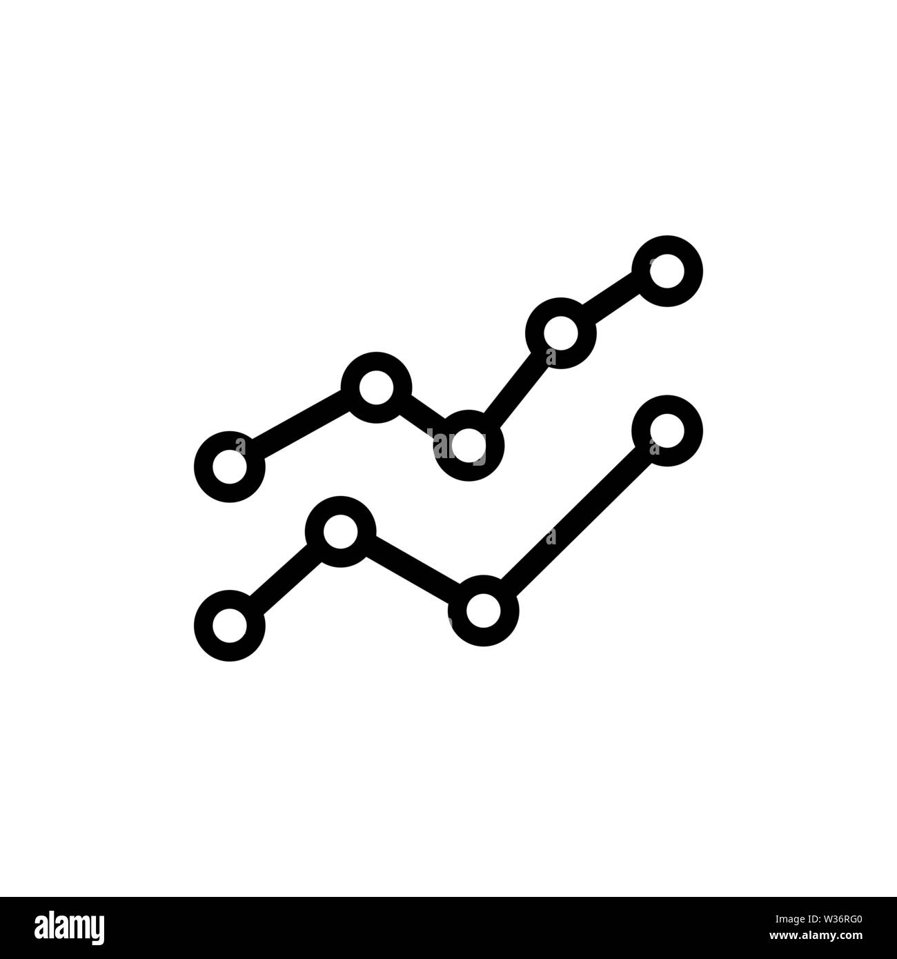 Line Graph with Points. Flat Vector Icon illustration. Simple black ...