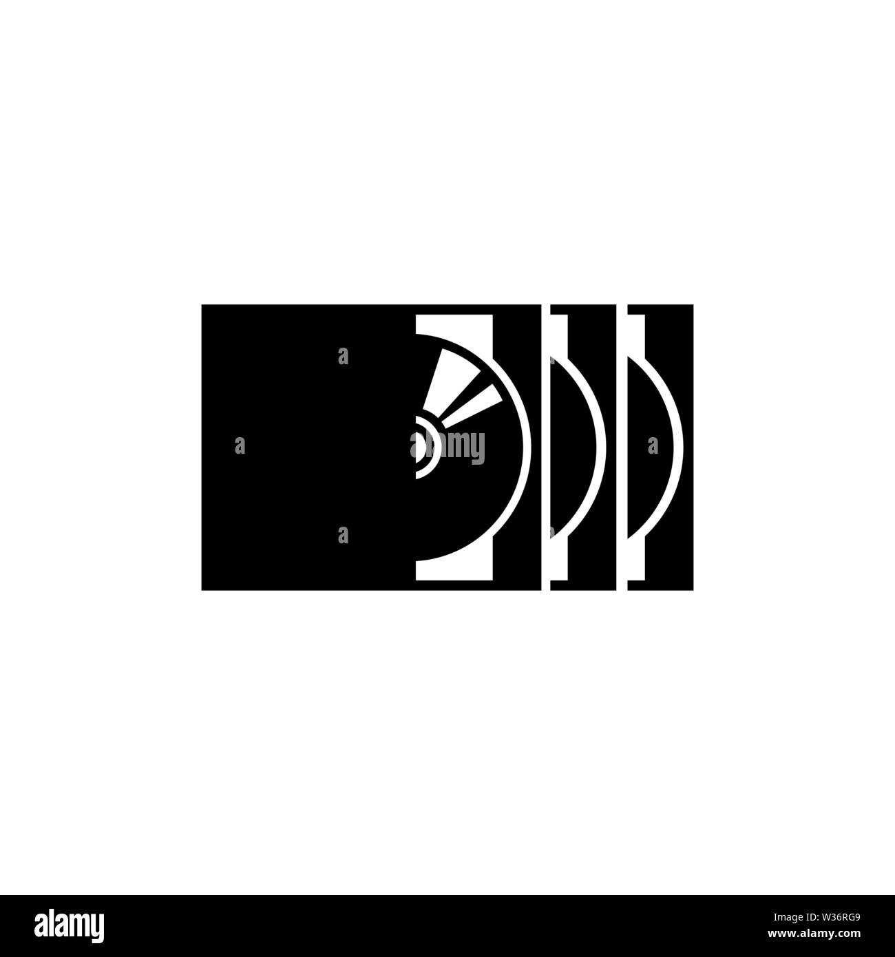 CD Box with Disc, Stack of DVD. Flat Vector Icon illustration. Simple ...