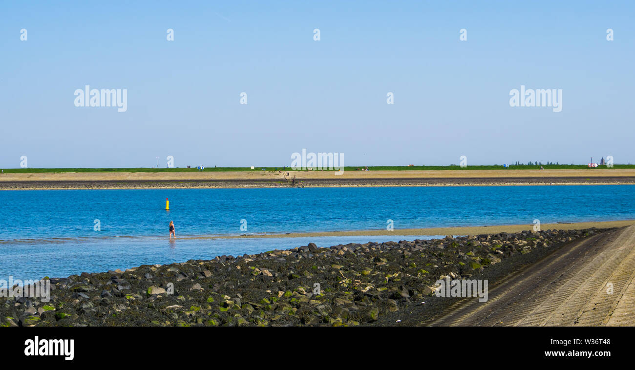 the popular beach of tholen, Bergse diepsluis, Oosterschelde, Oesterdam ...