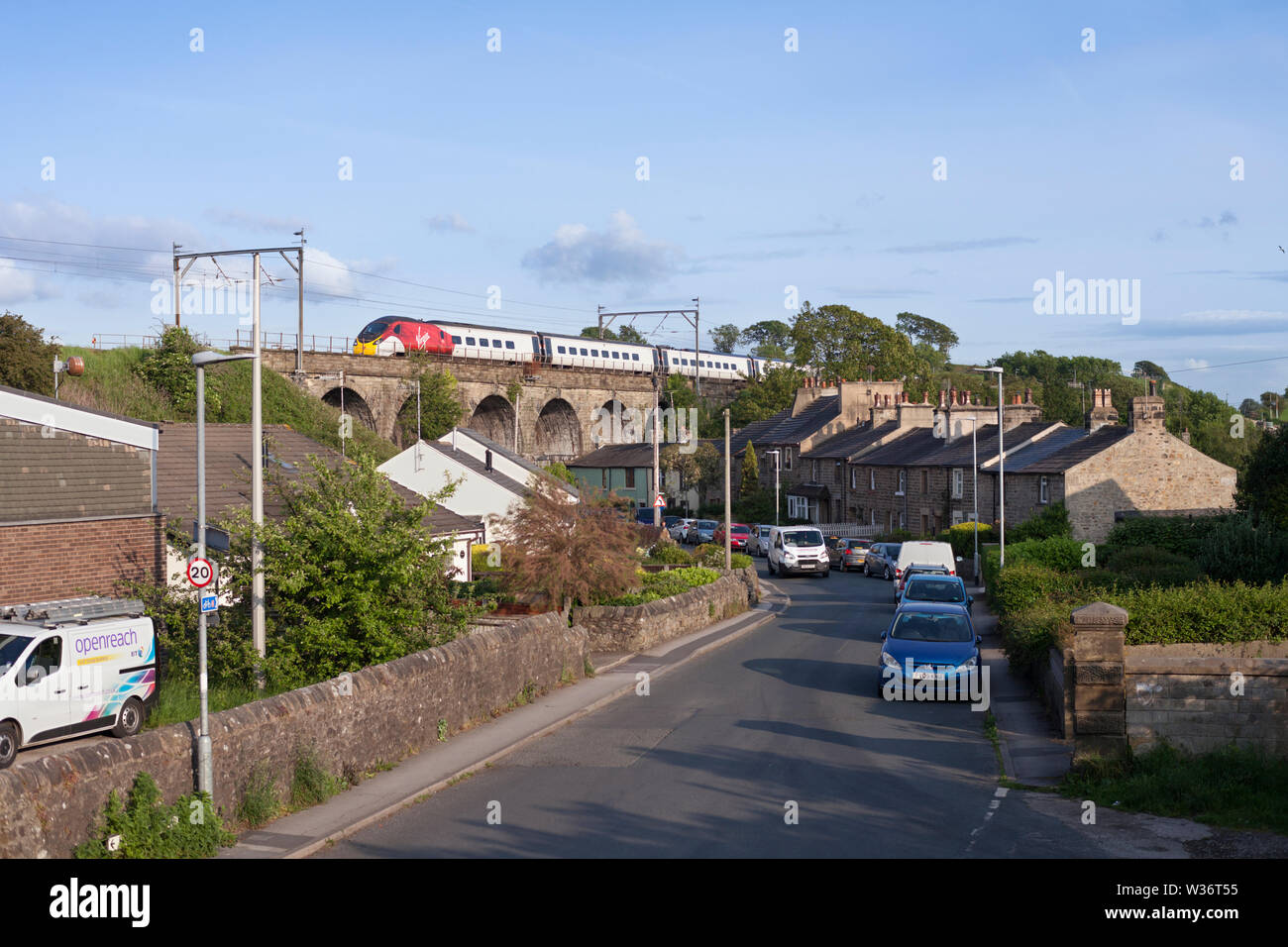 Virgin trains class 390 pendolono train crossing Galgate viaduct on the ...