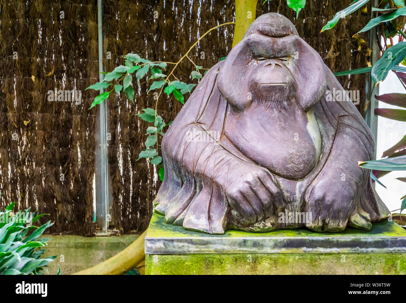 marble animal statue of a orangutan, Big ape sculpture, tropical garden ...